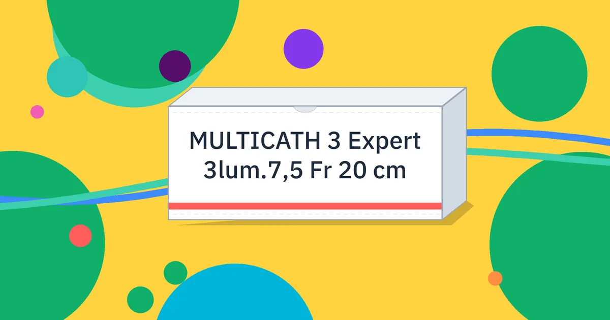 Symbolbild: Packung mit der Aufschrift MULTICATH 3 Expert 3lum.7,5 Fr 20 cm (PZN 09446476) – Verfügbarkeit und Bezug in Apotheken in Frankfurt am Main