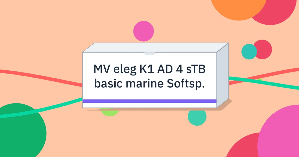 Symbolbild: Packung mit der Aufschrift MV eleg K1 AD 4 sTB basic marine Softsp. (PZN 14584341) – Verfügbarkeit und Bezug in Apotheken in Frankfurt am Main