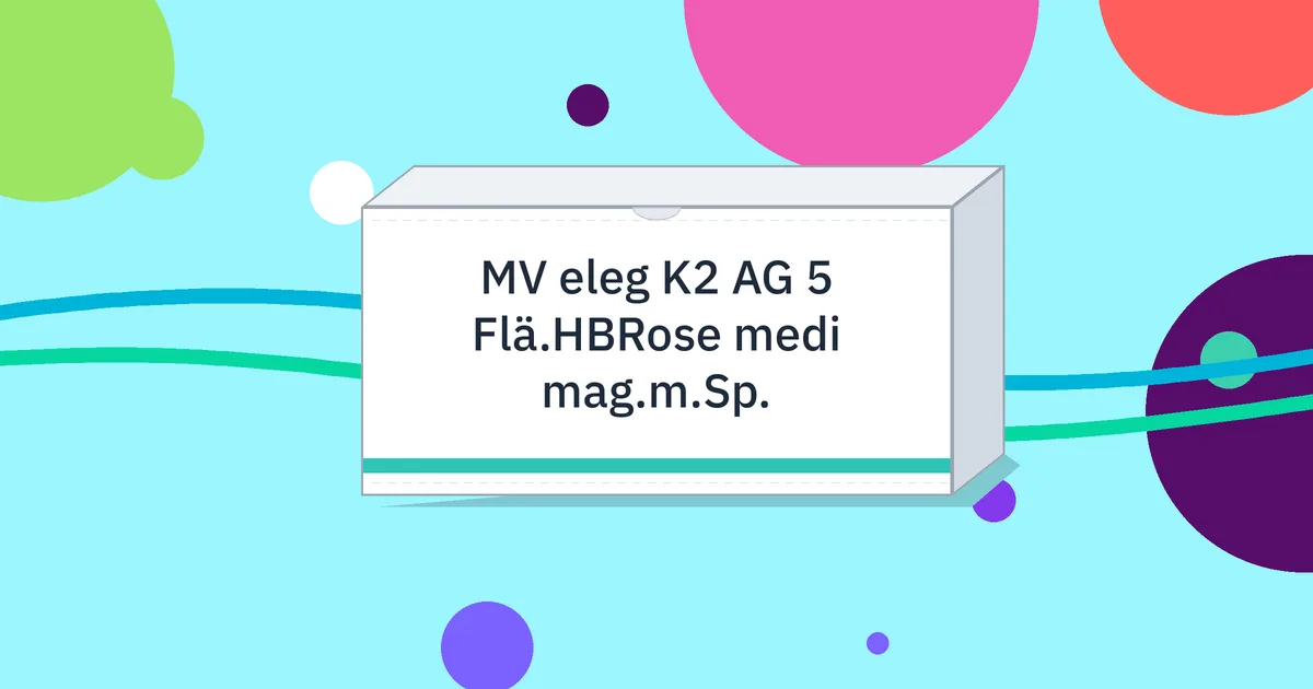 Symbolbild: Packung mit der Aufschrift MV eleg K2 AG 5 Flä.HBRose medi mag.m.Sp. (PZN 15718223) – Verfügbarkeit und Bezug in Apotheken in Frankfurt am Main