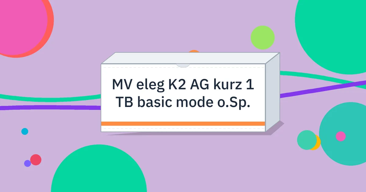 Symbolbild: Packung mit der Aufschrift MV eleg K2 AG kurz 1 TB basic mode o.Sp. (PZN 00194091) – Verfügbarkeit und Bezug in Apotheken in Frankfurt am Main