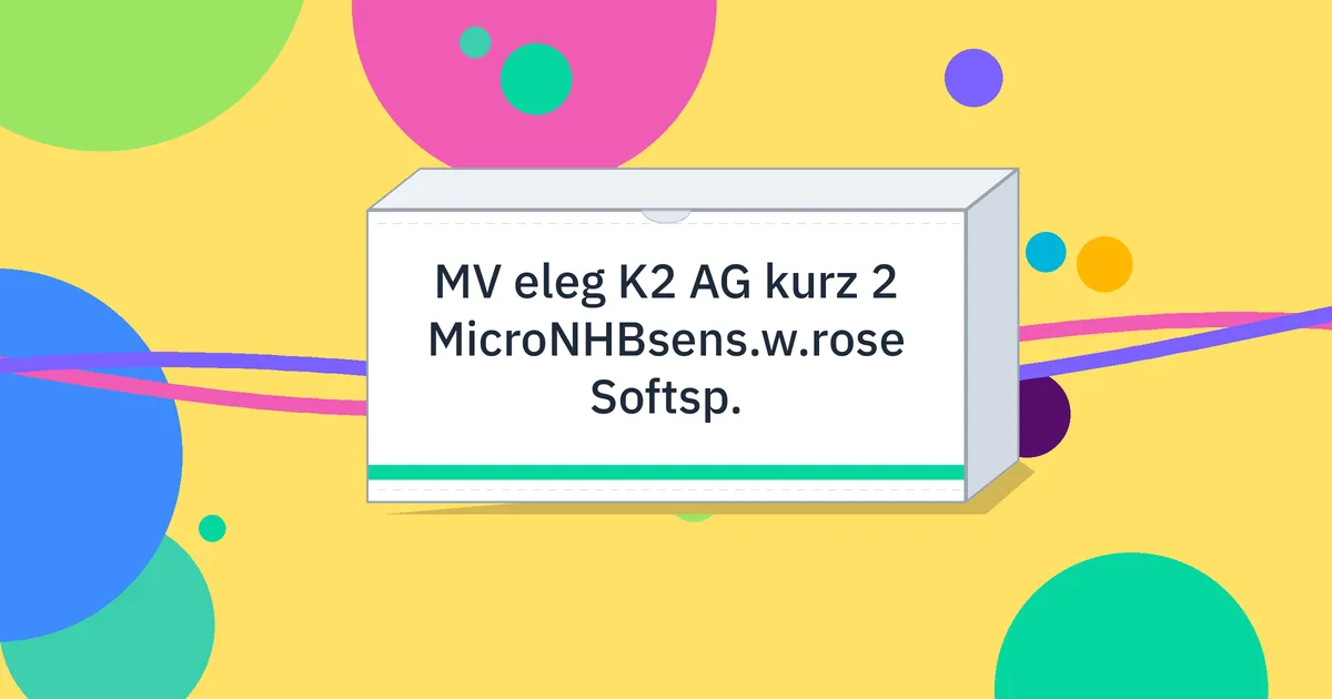 Symbolbild: Packung mit der Aufschrift MV eleg K2 AG kurz 2 MicroNHBsens.w.rose Softsp. (PZN 15711043) – Verfügbarkeit und Bezug in Apotheken in Frankfurt am Main