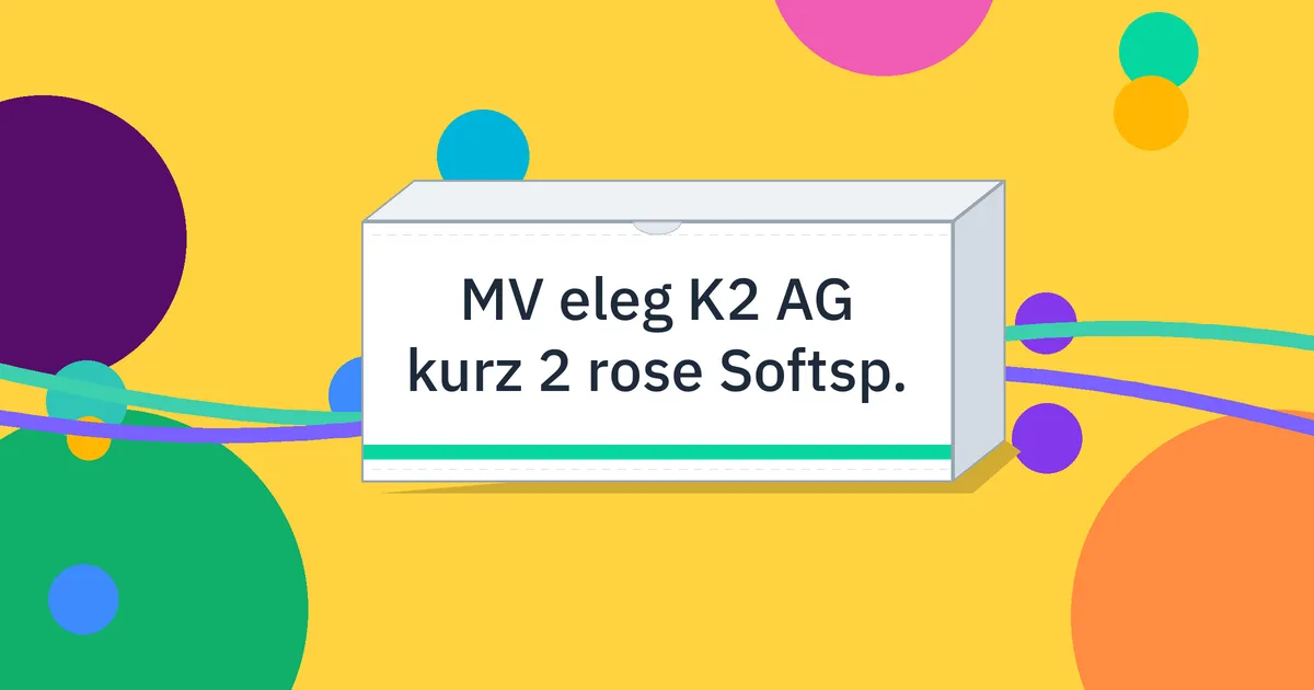 Symbolbild: Packung mit der Aufschrift MV eleg K2 AG kurz 2 rose Softsp. (PZN 14698056) – Verfügbarkeit und Bezug in Apotheken in Frankfurt am Main