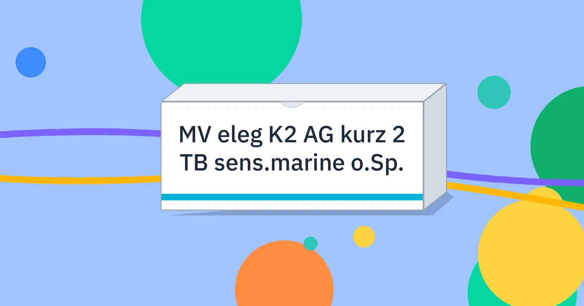 Symbolbild: Packung mit der Aufschrift MV eleg K2 AG kurz 2 TB sens.marine o.Sp. (PZN 14606290) – Verfügbarkeit und Bezug in Apotheken in Frankfurt am Main