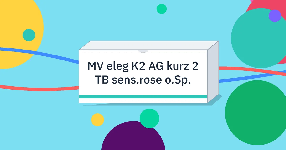 Symbolbild: Packung mit der Aufschrift MV eleg K2 AG kurz 2 TB sens.rose o.Sp. (PZN 14697097) – Verfügbarkeit und Bezug in Apotheken in Frankfurt am Main