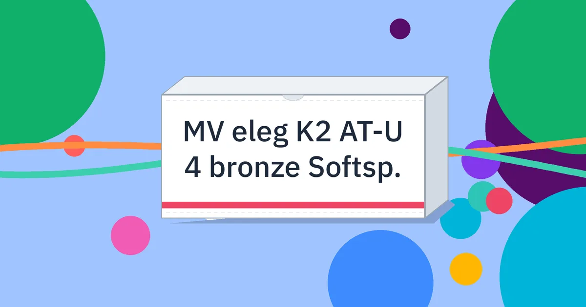 Symbolbild: Packung mit der Aufschrift MV eleg K2 AT-U 4 bronze Softsp. (PZN 15288716) – Verfügbarkeit und Bezug in Apotheken in Frankfurt am Main