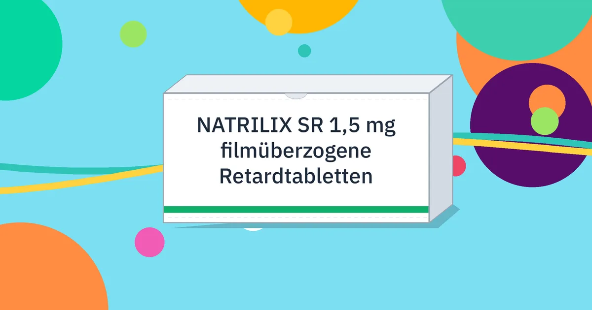 Symbolbild: Packung mit der Aufschrift NATRILIX SR 1,5 mg filmüberzogene Retardtabletten (PZN 08667689) – Verfügbarkeit und Bezug in Apotheken in Frankfurt am Main