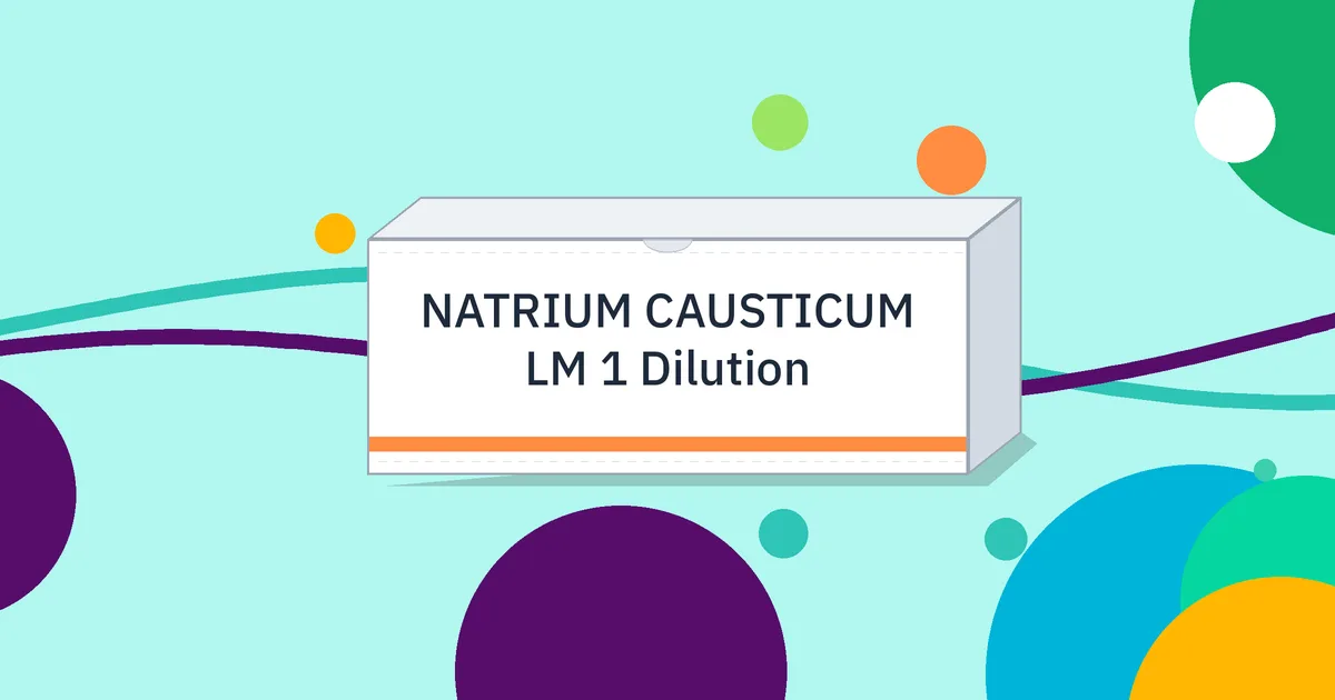 Symbolbild: Packung mit der Aufschrift NATRIUM CAUSTICUM LM 1 Dilution (PZN 09544078) – Verfügbarkeit und Bezug in Apotheken in Frankfurt am Main