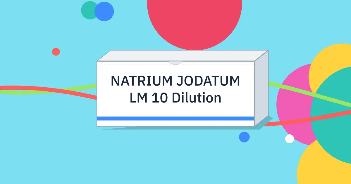 Symbolbild: Packung mit der Aufschrift NATRIUM JODATUM LM 10 Dilution (PZN 12964329) – Verfügbarkeit und Bezug in Apotheken in Frankfurt am Main