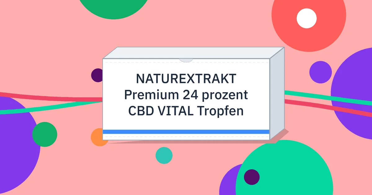 Symbolbild: Packung mit der Aufschrift NATUREXTRAKT Premium 24 prozent CBD VITAL Tropfen (PZN 16892319) – Verfügbarkeit und Bezug in Apotheken in Frankfurt am Main
