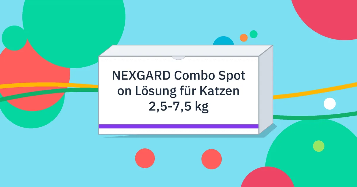 Symbolbild: Packung mit der Aufschrift NEXGARD Combo Spot on Lösung für Katzen 2,5-7,5 kg (PZN 17635553) – Verfügbarkeit und Bezug in Apotheken in Frankfurt am Main