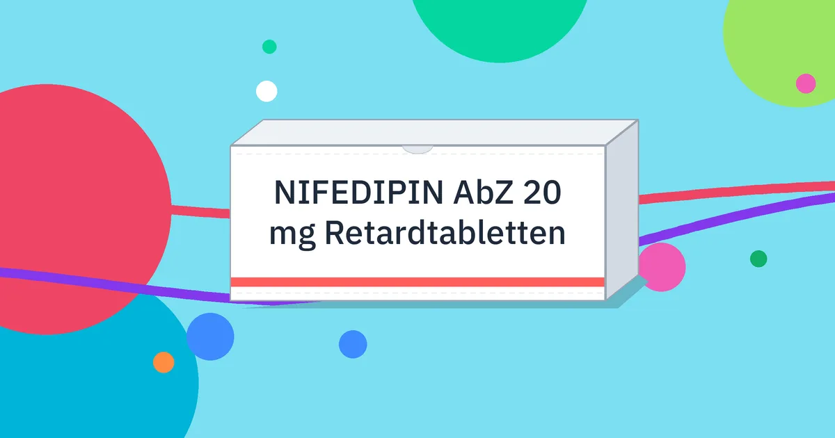 Symbolbild: Packung mit der Aufschrift NIFEDIPIN AbZ 20 mg Retardtabletten (PZN 01016612) – Verfügbarkeit und Bezug in Apotheken in Frankfurt am Main