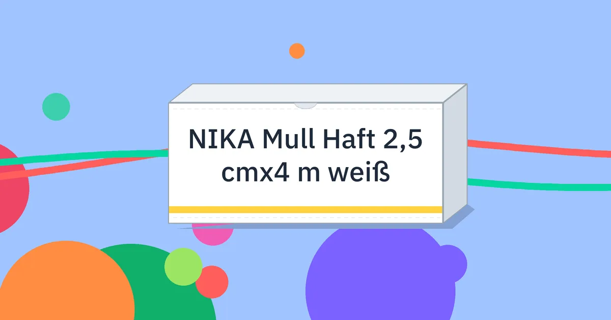 Symbolbild: Packung mit der Aufschrift NIKA Mull Haft 2,5 cmx4 m weiß (PZN 18171618) – Verfügbarkeit und Bezug in Apotheken in Frankfurt am Main
