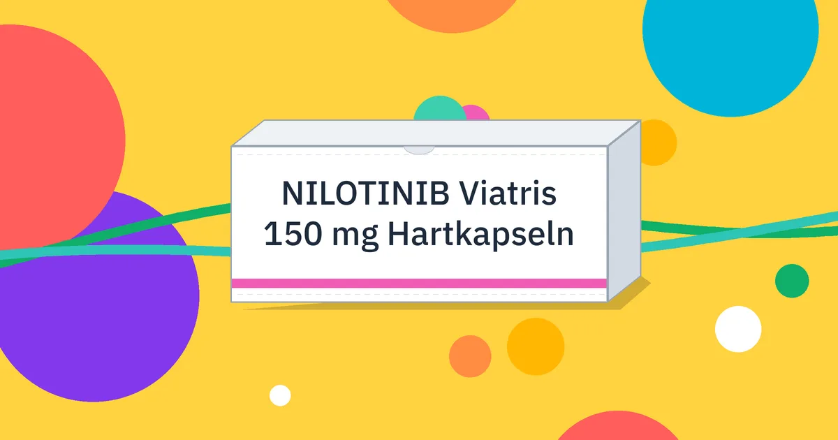Symbolbild: Packung mit der Aufschrift NILOTINIB Viatris 150 mg Hartkapseln (PZN 19368398) – Verfügbarkeit und Bezug in Apotheken in Frankfurt am Main
