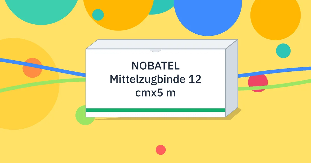 Symbolbild: Packung mit der Aufschrift NOBATEL Mittelzugbinde 12 cmx5 m (PZN 07095400) – Verfügbarkeit und Bezug in Apotheken in Frankfurt am Main