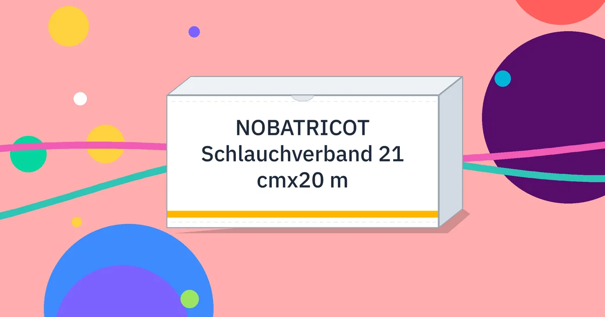 Symbolbild: Packung mit der Aufschrift NOBATRICOT Schlauchverband 21 cmx20 m (PZN 06469577) – Verfügbarkeit und Bezug in Apotheken in Frankfurt am Main