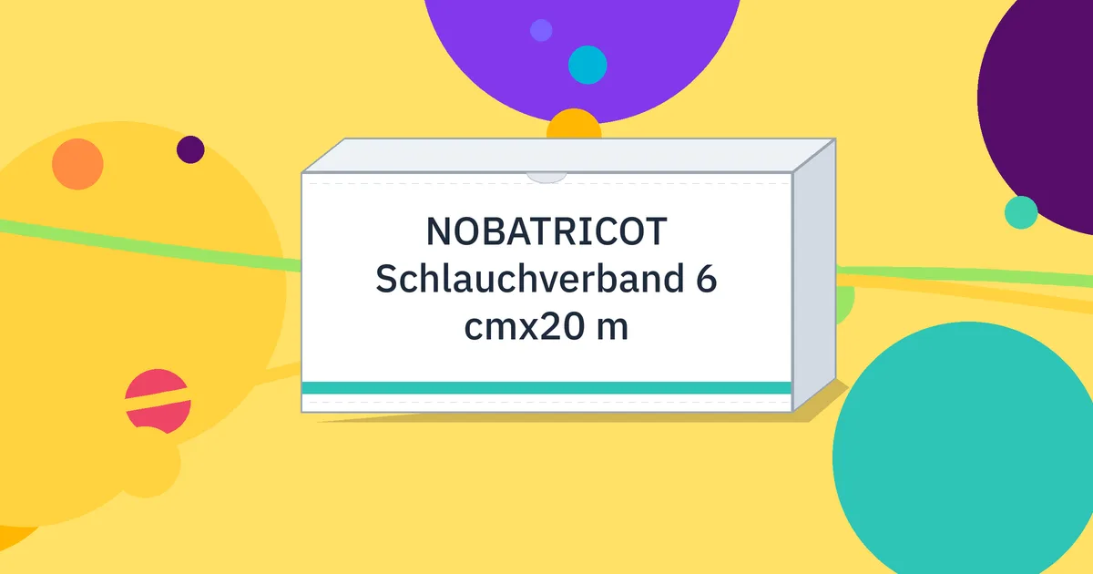 Symbolbild: Packung mit der Aufschrift NOBATRICOT Schlauchverband 6 cmx20 m (PZN 06469548) – Verfügbarkeit und Bezug in Apotheken in Frankfurt am Main