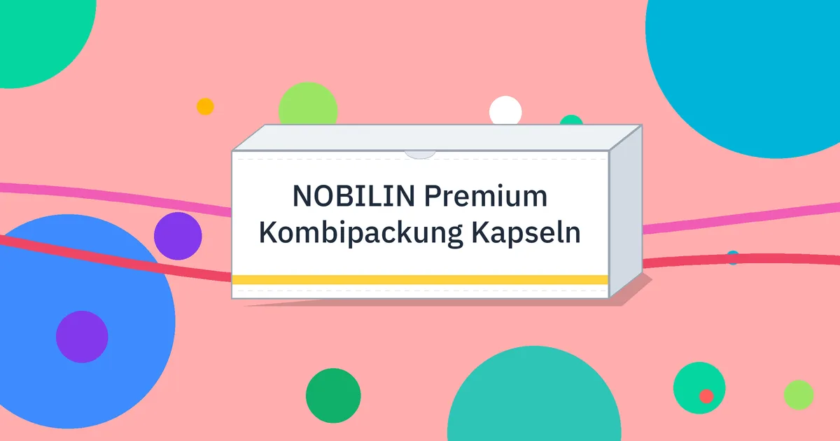 Symbolbild: Packung mit der Aufschrift NOBILIN Premium Kombipackung Kapseln (PZN 02163829) – Verfügbarkeit und Bezug in Apotheken in Frankfurt am Main