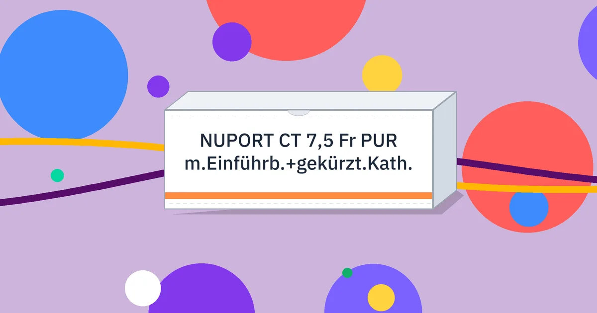 Symbolbild: Packung mit der Aufschrift NUPORT CT 7,5 Fr PUR m.Einführb.+gekürzt.Kath. (PZN 10929027) – Verfügbarkeit und Bezug in Apotheken in Frankfurt am Main