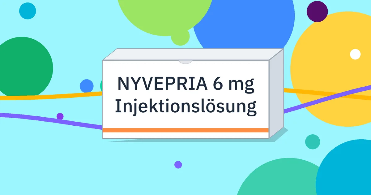 Symbolbild: Packung mit der Aufschrift NYVEPRIA 6 mg Injektionslösung (PZN 17852256) – Verfügbarkeit und Bezug in Apotheken in Frankfurt am Main