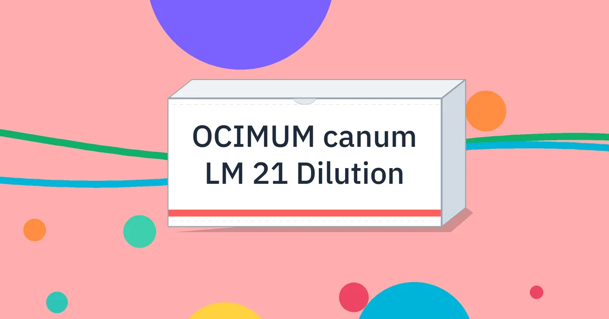 Symbolbild: Packung mit der Aufschrift OCIMUM canum LM 21 Dilution (PZN 13621991) – Verfügbarkeit und Bezug in Apotheken in Frankfurt am Main