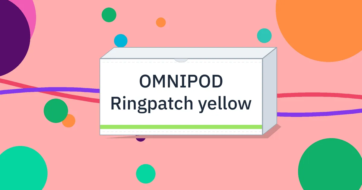 Symbolbild: Packung mit der Aufschrift OMNIPOD Ringpatch yellow (PZN 19865576) – Verfügbarkeit und Bezug in Apotheken in Frankfurt am Main
