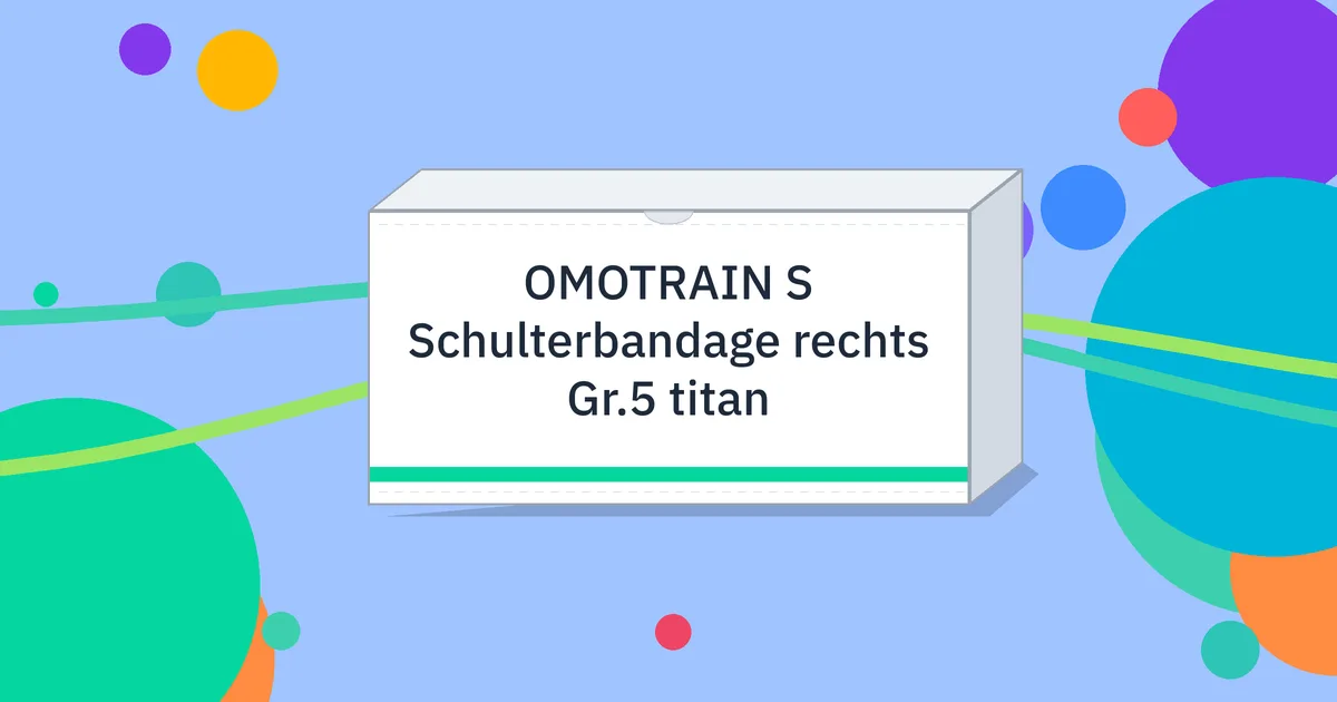 Symbolbild: Packung mit der Aufschrift OMOTRAIN S Schulterbandage rechts Gr.5 titan (PZN 01865417) – Verfügbarkeit und Bezug in Apotheken in Frankfurt am Main