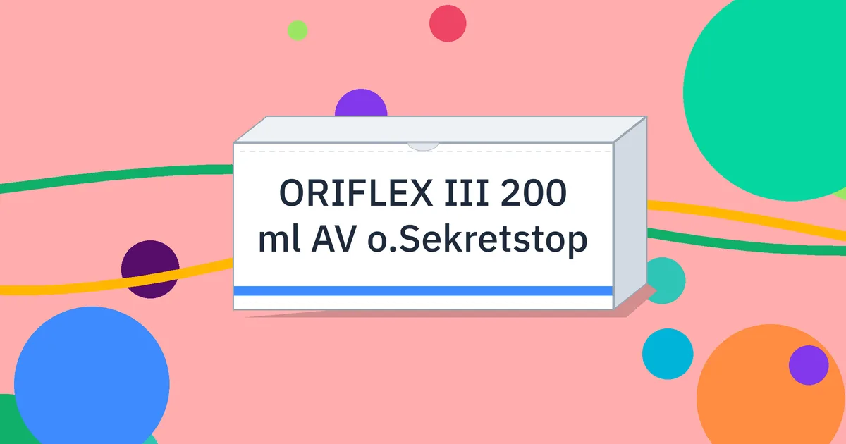 Symbolbild: Packung mit der Aufschrift ORIFLEX III 200 ml AV o.Sekretstop (PZN 17485941) – Verfügbarkeit und Bezug in Apotheken in Frankfurt am Main