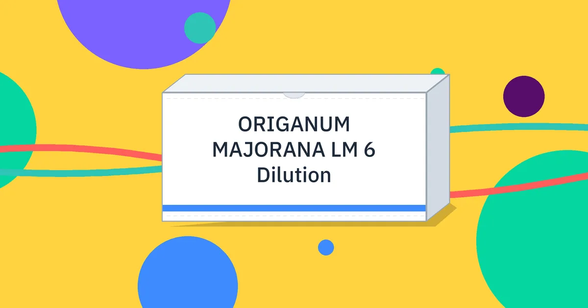 Symbolbild: Packung mit der Aufschrift ORIGANUM MAJORANA LM 6 Dilution (PZN 12972501) – Verfügbarkeit und Bezug in Apotheken in Frankfurt am Main