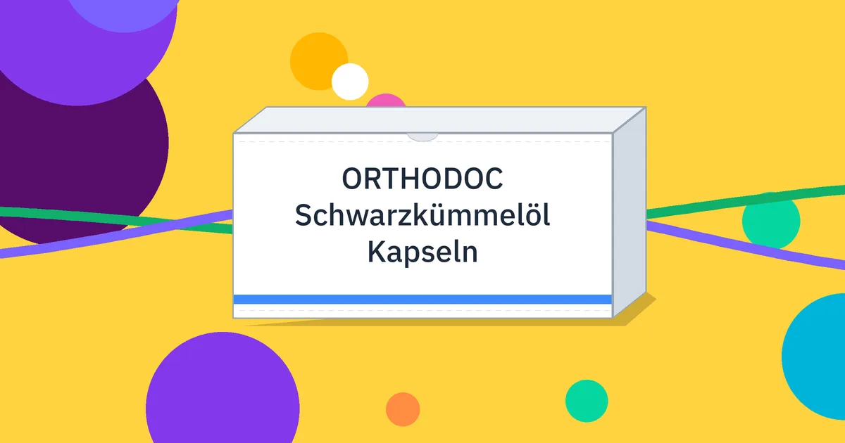 Symbolbild: Packung mit der Aufschrift ORTHODOC Schwarzkümmelöl Kapseln (PZN 06325157) – Verfügbarkeit und Bezug in Apotheken in Frankfurt am Main
