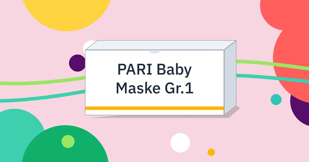 Symbolbild: Packung mit der Aufschrift PARI Baby Maske Gr.1 (PZN 19136529) – Verfügbarkeit und Bezug in Apotheken in Frankfurt am Main