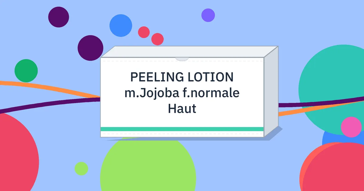 Symbolbild: Packung mit der Aufschrift PEELING LOTION m.Jojoba f.normale Haut (PZN 06980749) – Verfügbarkeit und Bezug in Apotheken in Frankfurt am Main