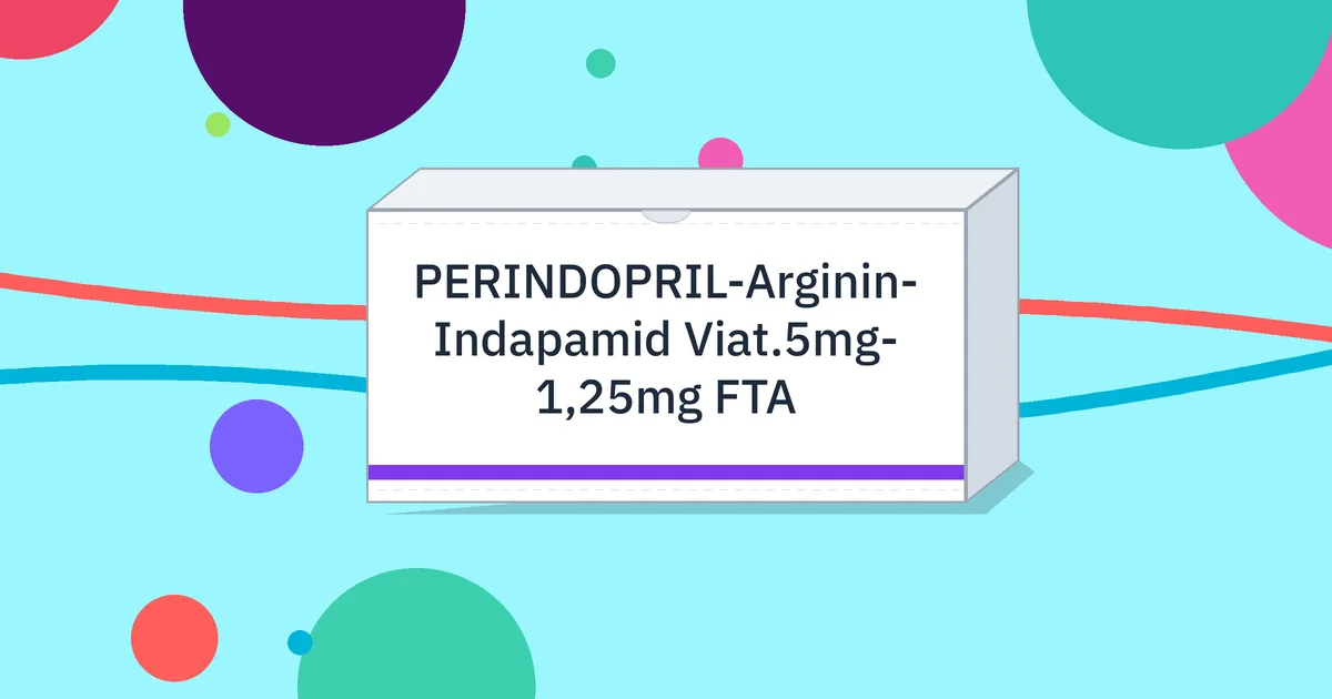 Symbolbild: Packung mit der Aufschrift PERINDOPRIL-Arginin-Indapamid Viat.5mg-1,25mg FTA (PZN 18364760) – Verfügbarkeit und Bezug in Apotheken in Frankfurt am Main