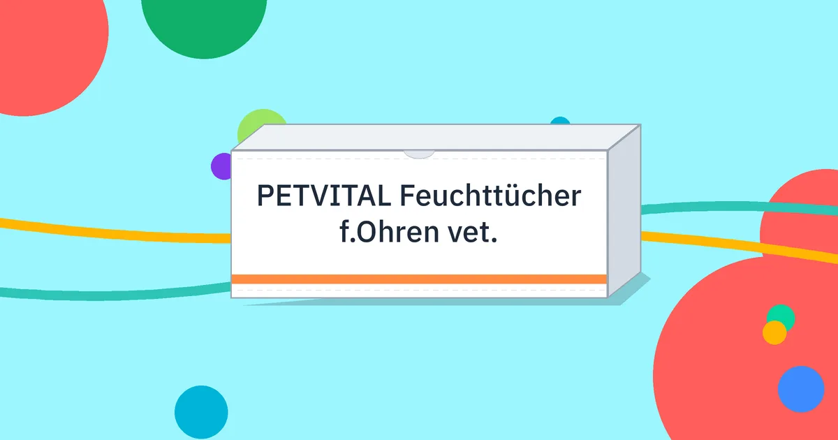 Symbolbild: Packung mit der Aufschrift PETVITAL Feuchttücher f.Ohren vet. (PZN 00969675) – Verfügbarkeit und Bezug in Apotheken in Frankfurt am Main