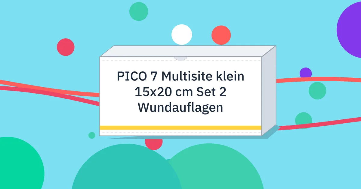 Symbolbild: Packung mit der Aufschrift PICO 7 Multisite klein 15x20 cm Set 2 Wundauflagen (PZN 13354981) – Verfügbarkeit und Bezug in Apotheken in Frankfurt am Main