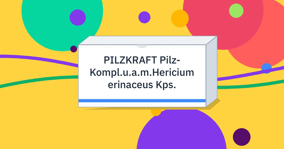 Symbolbild: Packung mit der Aufschrift PILZKRAFT Pilz-Kompl.u.a.m.Hericium erinaceus Kps. (PZN 19199576) – Verfügbarkeit und Bezug in Apotheken in Frankfurt am Main