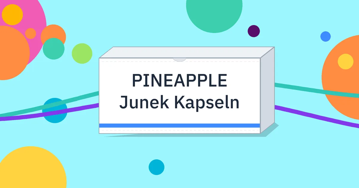 Symbolbild: Packung mit der Aufschrift PINEAPPLE Junek Kapseln (PZN 02575124) – Verfügbarkeit und Bezug in Apotheken in Frankfurt am Main
