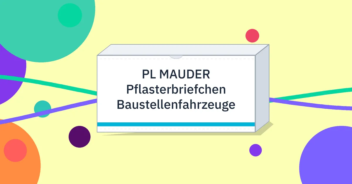 Symbolbild: Packung mit der Aufschrift PL MAUDER Pflasterbriefchen Baustellenfahrzeuge (PZN 19435427) – Verfügbarkeit und Bezug in Apotheken in Frankfurt am Main