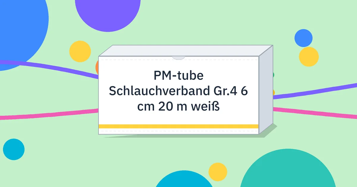 Symbolbild: Packung mit der Aufschrift PM-tube Schlauchverband Gr.4 6 cm 20 m weiß (PZN 18845821) – Verfügbarkeit und Bezug in Apotheken in Frankfurt am Main