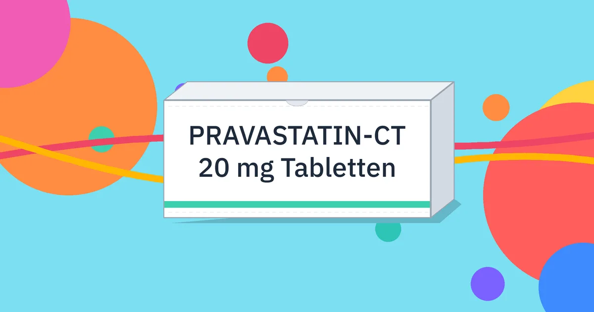 Symbolbild: Packung mit der Aufschrift PRAVASTATIN-CT 20 mg Tabletten (PZN 02935077) – Verfügbarkeit und Bezug in Apotheken in Frankfurt am Main