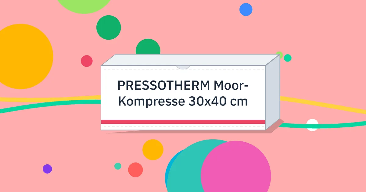 Symbolbild: Packung mit der Aufschrift PRESSOTHERM Moor-Kompresse 30x40 cm (PZN 09920179) – Verfügbarkeit und Bezug in Apotheken in Frankfurt am Main