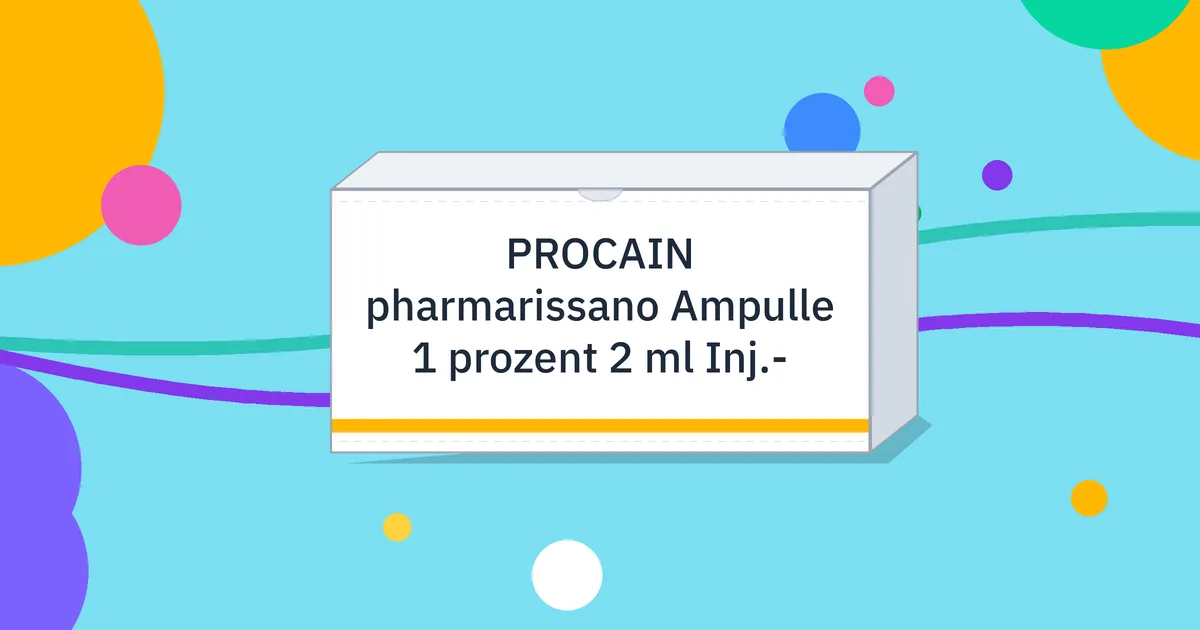Symbolbild: Packung mit der Aufschrift PROCAIN pharmarissano Ampulle 1 prozent 2 ml Inj.- (PZN 18223396) – Verfügbarkeit und Bezug in Apotheken in Frankfurt am Main