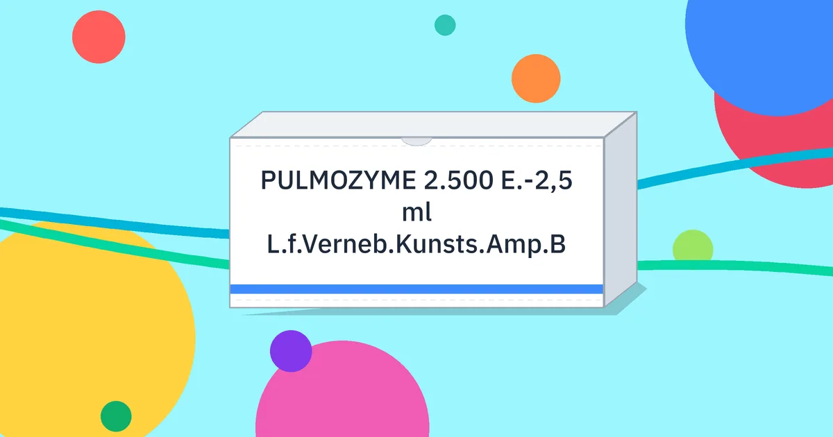 Symbolbild: Packung mit der Aufschrift PULMOZYME 2.500 E.-2,5 ml L.f.Verneb.Kunsts.Amp.B (PZN 07609974) – Verfügbarkeit und Bezug in Apotheken in Frankfurt am Main