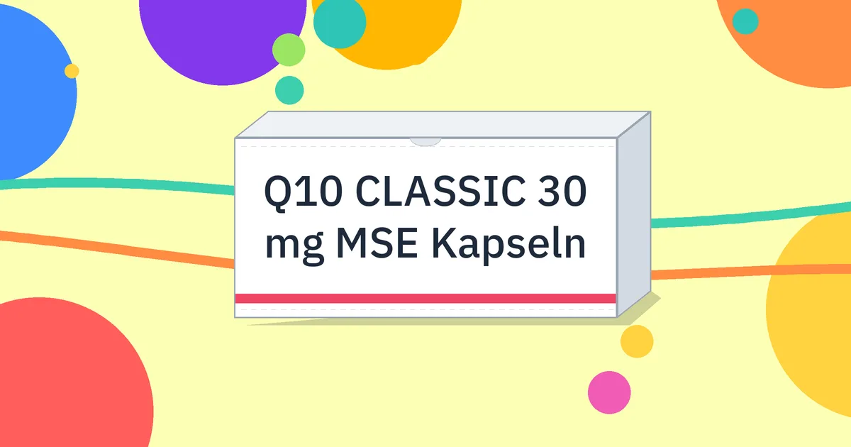 Symbolbild: Packung mit der Aufschrift Q10 CLASSIC 30 mg MSE Kapseln (PZN 04892509) – Verfügbarkeit und Bezug in Apotheken in Frankfurt am Main