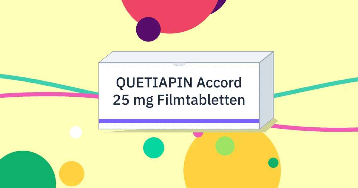 Symbolbild: Packung mit der Aufschrift QUETIAPIN Accord 25 mg Filmtabletten (PZN 13722769) – Verfügbarkeit und Bezug in Apotheken in Frankfurt am Main