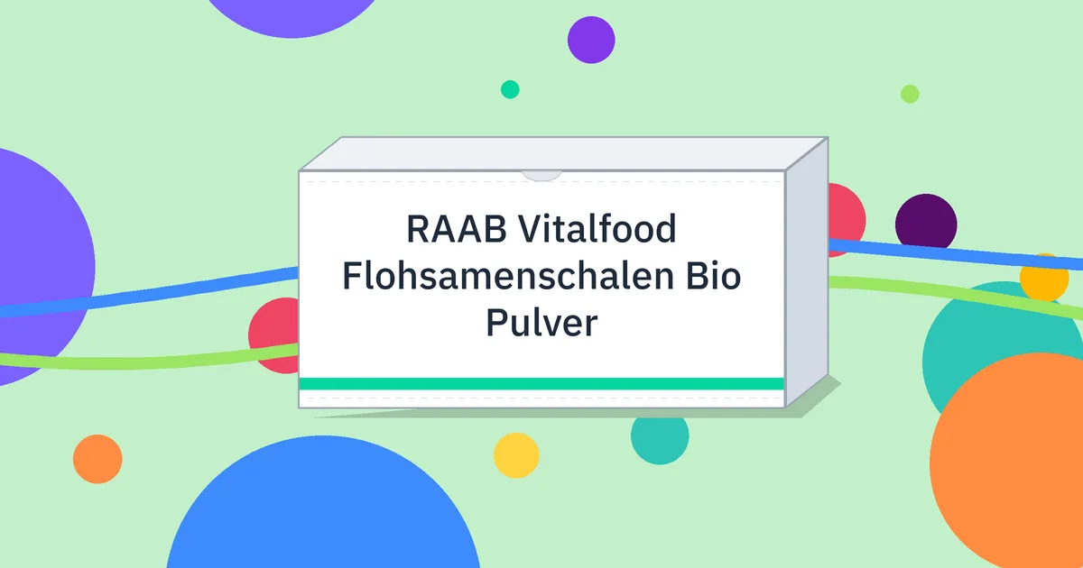 Symbolbild: Packung mit der Aufschrift RAAB Vitalfood Flohsamenschalen Bio Pulver (PZN 19305021) – Verfügbarkeit und Bezug in Apotheken in Frankfurt am Main