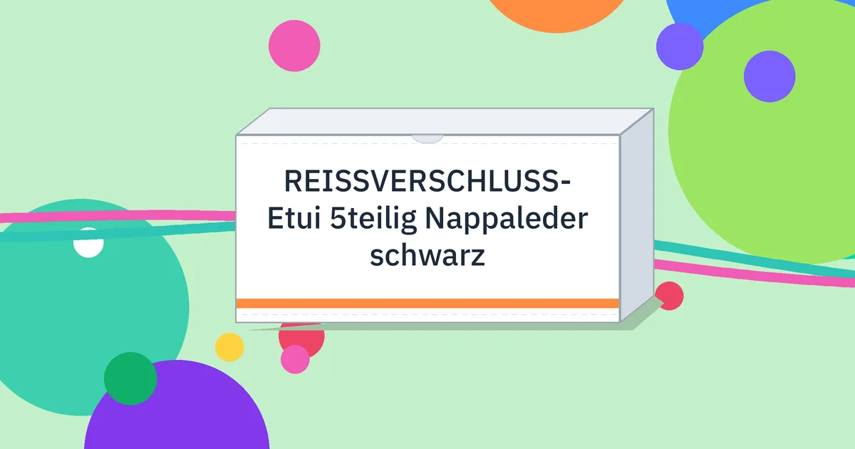 Symbolbild: Packung mit der Aufschrift REISSVERSCHLUSS-Etui 5teilig Nappaleder schwarz (PZN 17288614) – Verfügbarkeit und Bezug in Apotheken in Frankfurt am Main