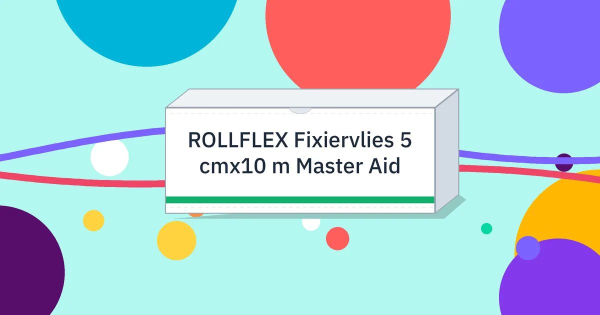 Symbolbild: Packung mit der Aufschrift ROLLFLEX Fixiervlies 5 cmx10 m Master Aid (PZN 20128713) – Verfügbarkeit und Bezug in Apotheken in Frankfurt am Main