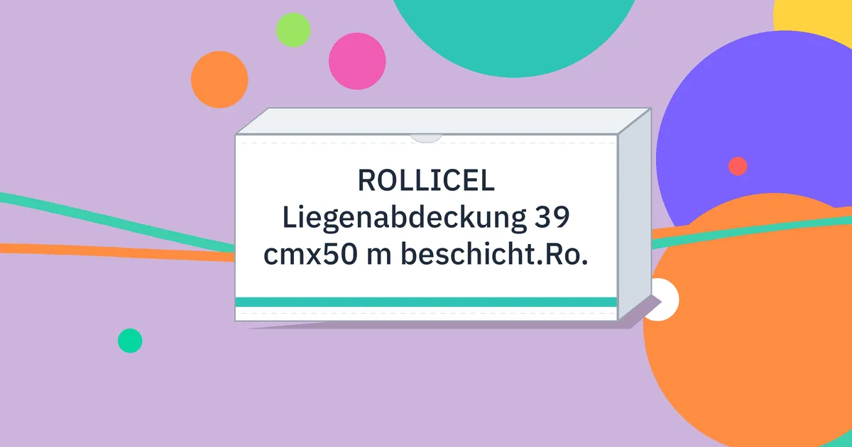 Symbolbild: Packung mit der Aufschrift ROLLICEL Liegenabdeckung 39 cmx50 m beschicht.Ro. (PZN 11350571) – Verfügbarkeit und Bezug in Apotheken in Frankfurt am Main