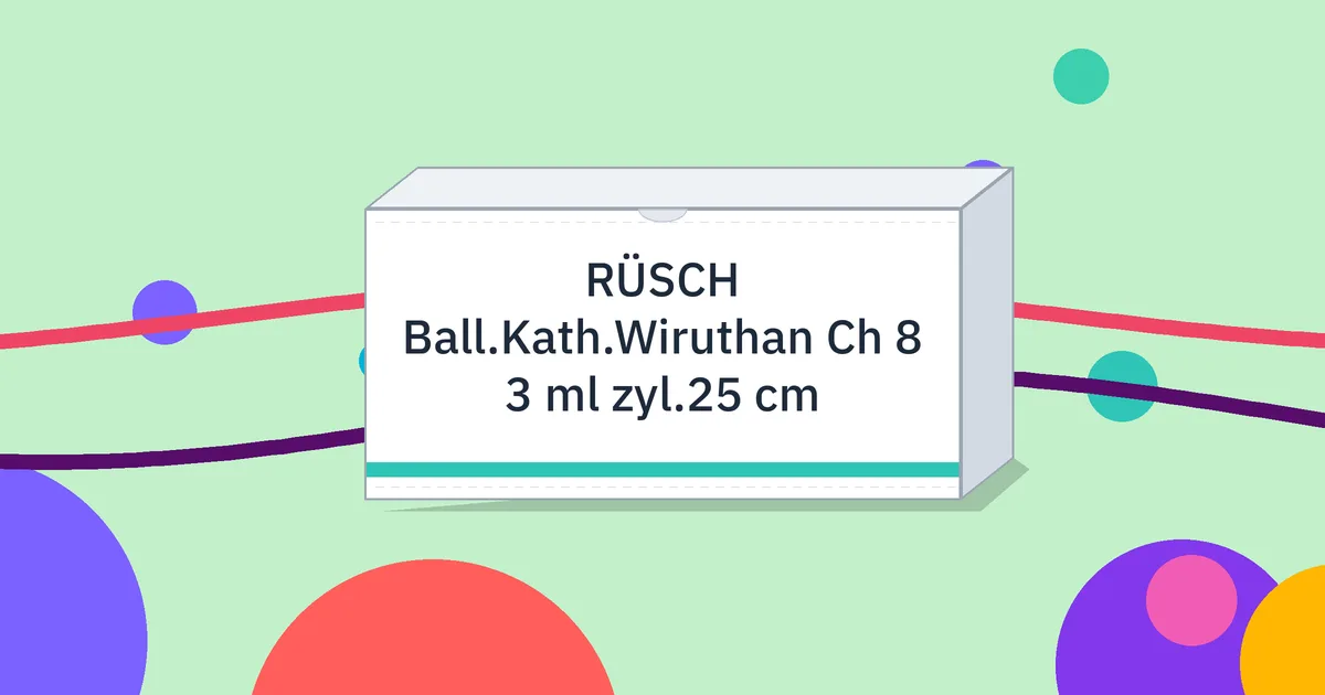 Symbolbild: Packung mit der Aufschrift RÜSCH Ball.Kath.Wiruthan Ch 8 3 ml zyl.25 cm (PZN 06187318) – Verfügbarkeit und Bezug in Apotheken in Frankfurt am Main