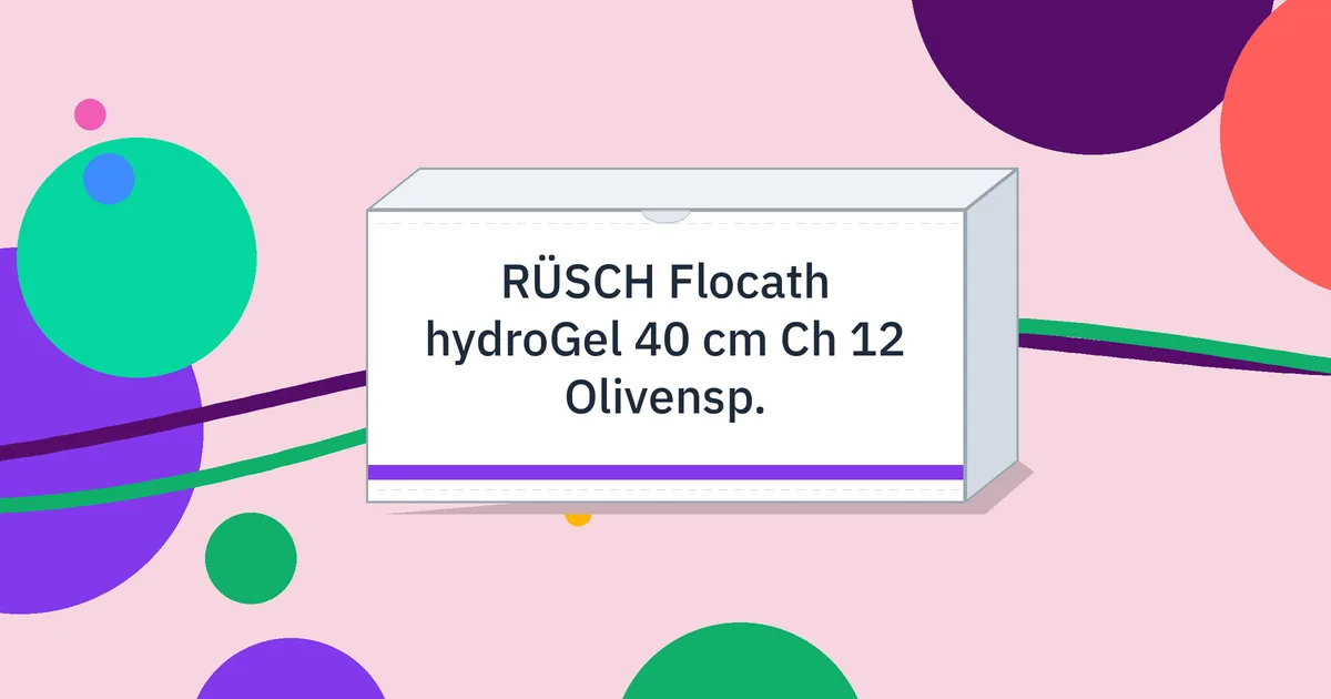 Symbolbild: Packung mit der Aufschrift RÜSCH Flocath hydroGel 40 cm Ch 12 Olivensp. (PZN 02163226) – Verfügbarkeit und Bezug in Apotheken in Frankfurt am Main